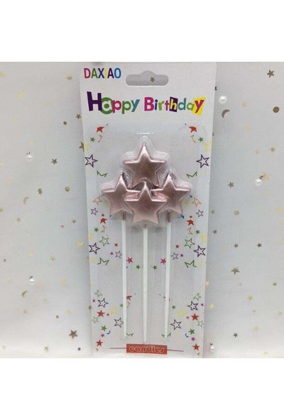 Çubuklu Metalize Yıldızlı Doğum Günü Mumu Rose Gold Çubuklu Metalize Yıldızlı Doğum Günü Mumu Rose Gold