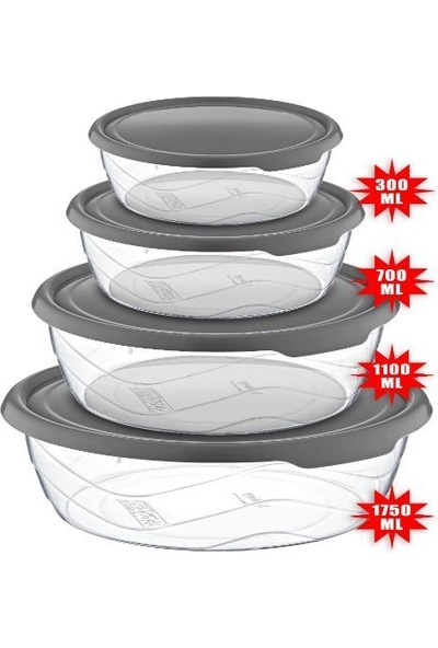 Yuvarlak Saklama Kabı 4 Adet