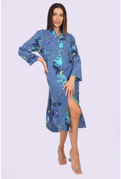 Poyralı Moda Pamuklu Pareo Mavi Poyralı Moda Pamuklu Pareo Mavi