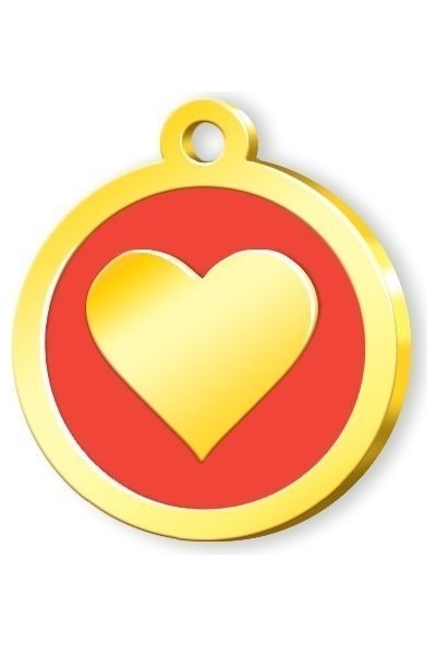 Kobal Business Altın Kaplama Kalp Künye - Kırmızı