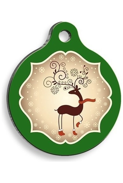 Kobal Business Christmas Serisi Cartoon Deer Yuvarlak Kedi ve Köpek Künyesi