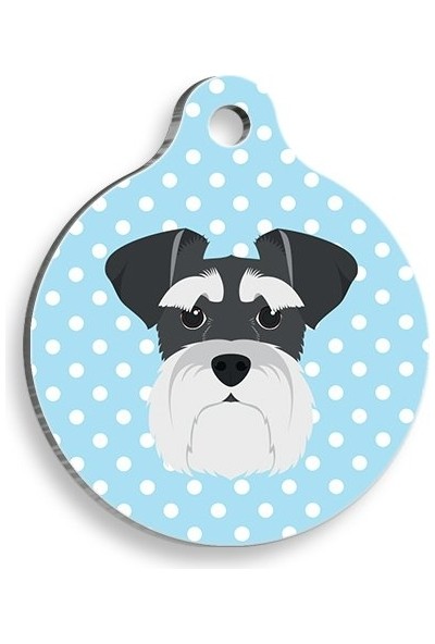 Kobal Business Mavi Puantiyeli Schnauzer Yuvarlak Köpek Künyesi Kobal Business Mavi Puantiyeli Schnauzer Yuvarlak Köpek Künyesi