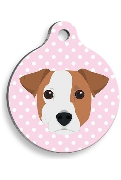 Kobal Business Pembe Puantiyeli Jack Russel Yuvarlak Köpek Künyesi