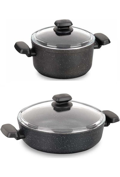 Korkmaz Ornella 26 cm Kısa Tencere ve 28 cm Derin Tencere