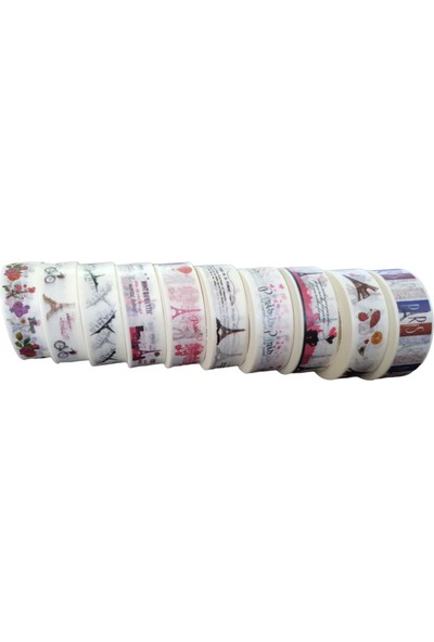 Cmk 12MM Dekoratif Desenli Kağıt Bant Seti 10'lu Paket Cmk 12MM Dekoratif Desenli Kağıt Bant Seti 10'lu Paket