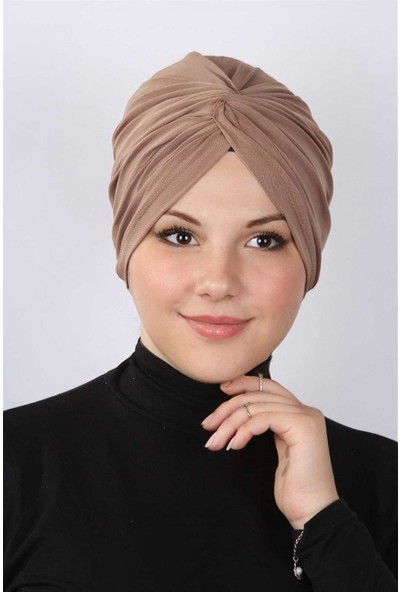 Moda Çizgi Burgu Bone Karamel