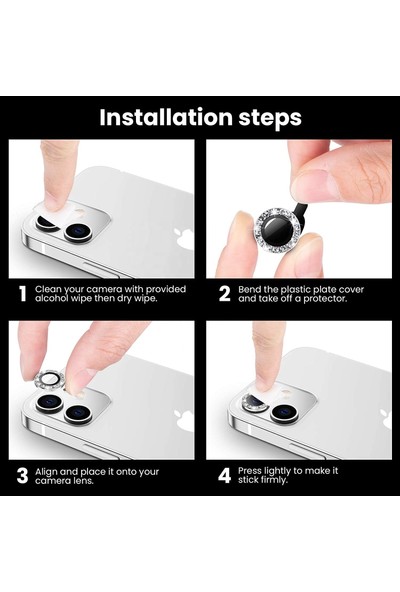 iPhone 11 Pro Silver Taşlı Kamera Lens Koruyucu iPhone 11 Pro Silver Taşlı Kamera Lens Koruyucu