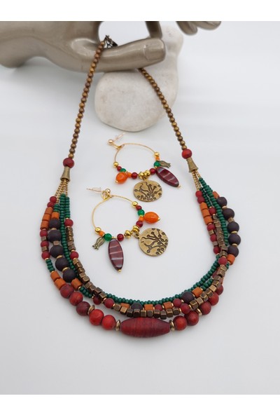 Takı Tokacınız El Yapımı Otantik Kadın Kolye Küpe Set Takı Tokacınız El Yapımı Otantik Kadın Kolye Küpe Set