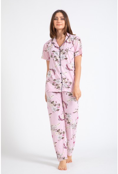 Tampap kadın Gömlek Yaka Pijama Takımı Desenli Tampap Tampap kadın Gömlek Yaka Pijama Takımı Desenli Tampap
