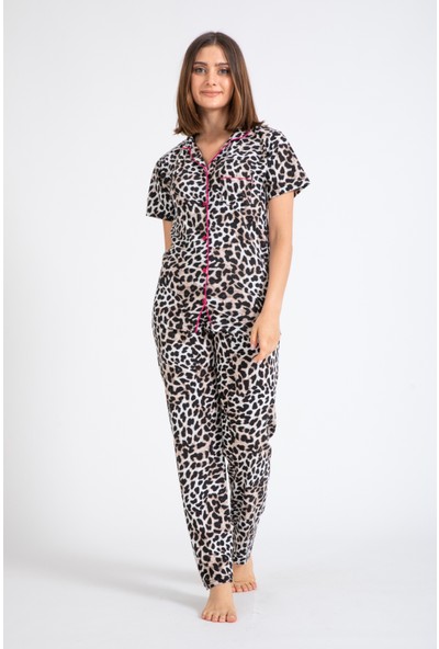Tampap kadın Gömlek Yaka Pijama Takımı Desenli Tampap Tampap kadın Gömlek Yaka Pijama Takımı Desenli Tampap