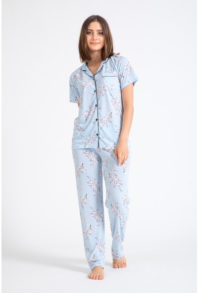 Tampap Kadın Gömlek Yaka Pijama Takımı Desenli Tampap Tampap Kadın Gömlek Yaka Pijama Takımı Desenli Tampap