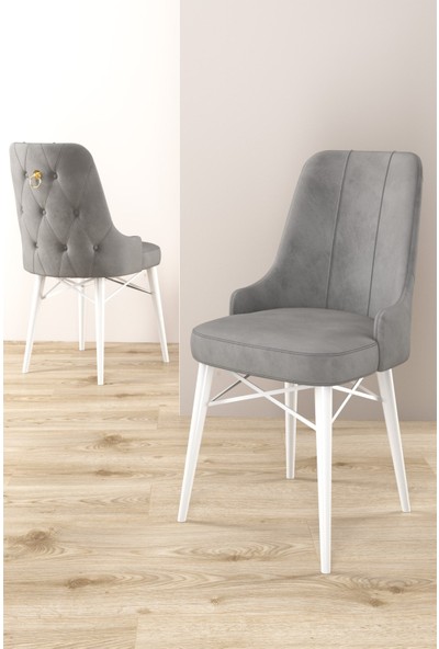 Rovena Alfa Serisi 1.sınıf Babyface Kumaş 4 Adet Sandalye Beyaz Gürgen Ayak