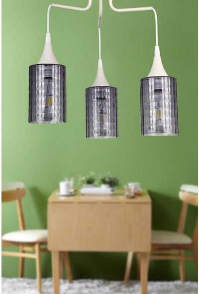 Begüsa Akgün 3.lü Avize Beyaz Kollu Füme Akrilik Begüsa Akgün 3.lü Avize Beyaz Kollu Füme Akrilik