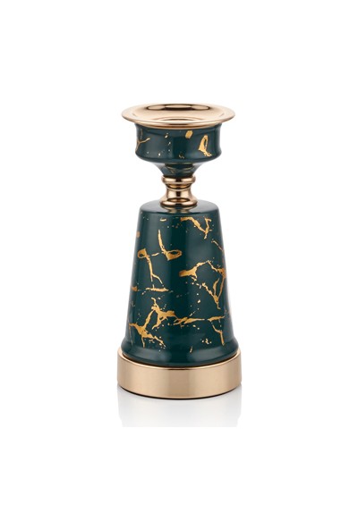Marliyn Green Gold Mermer Desenli Kucuk Boy Mumluk 10X10X22.5 cm Marliyn Green Gold Mermer Desenli Kucuk Boy Mumluk 10X10X22.5 cm