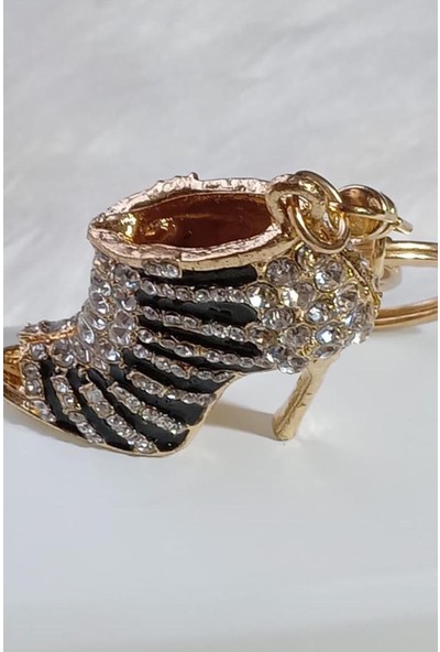 Üç Boyutlu Topuklu Ayakkabı Figürlü Anahtarlık Siyah