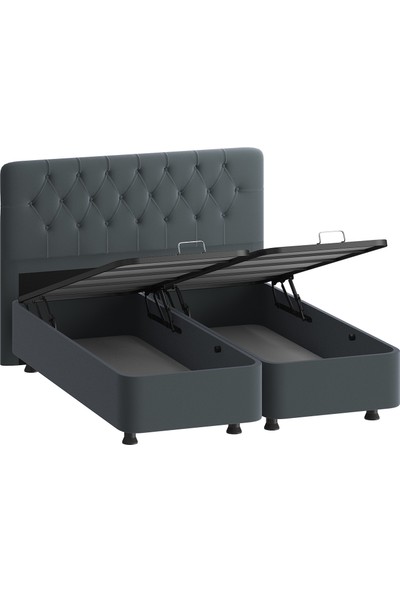 Mobpazar Manolya Baza+Başlık Seti 150X200 cm Antrasit