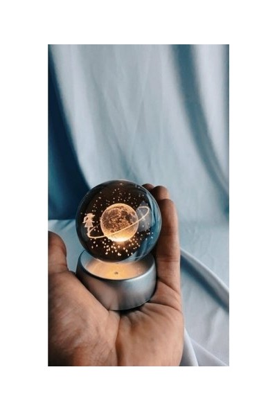 Fiza Moda Fiza 3D Satürn Cam Küre Rengarenk, Satürn Kız Küre, Renk Değiştiren Hediyelik