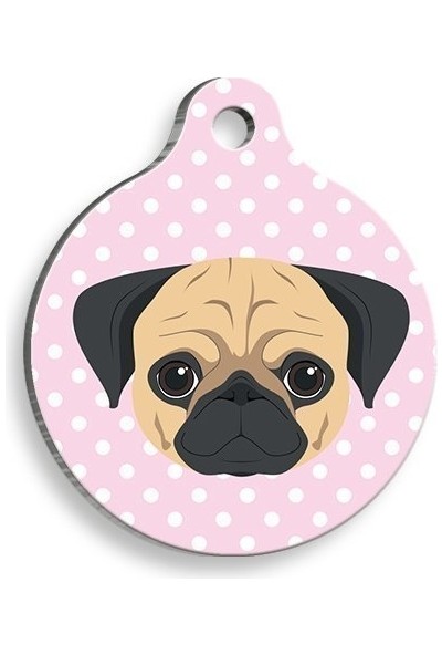 Kobal Business Pembe Puantiyeli Pug Yuvarlak Köpek Künyesi Kobal Business Pembe Puantiyeli Pug Yuvarlak Köpek Künyesi
