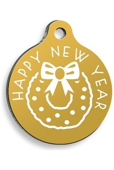 Kobal Business Christmas Serisi Gold New Year Yuvarlak Kedi ve Köpek Künyesi
