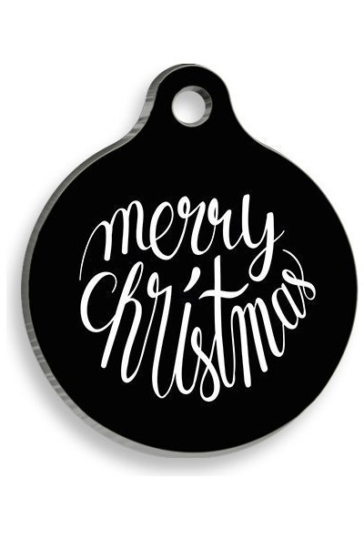 Kobal Business Christmas Serisi Merry Christmas Black Yuvarlak Kedi ve Köpek Künyesi