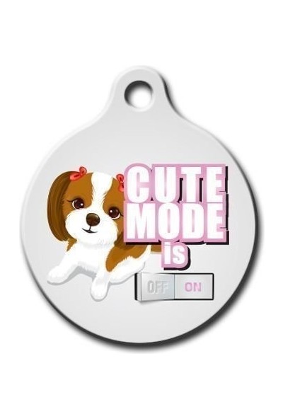 Kobal Business Cute Mode Is On (Pembe) Yuvarlak Köpek Künyesi Kobal Business Cute Mode Is On (Pembe) Yuvarlak Köpek Künyesi