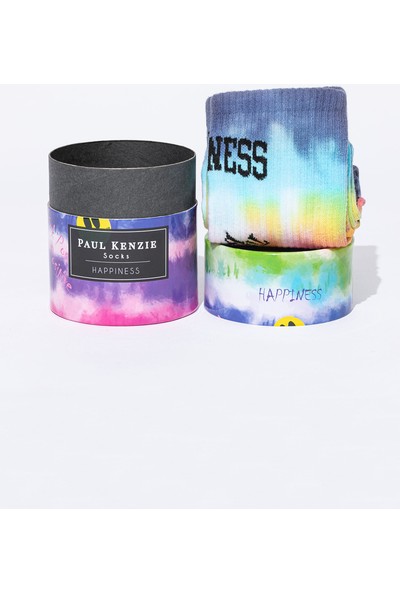 Paul Kenzie Smile - Dye Unisex Batik Desenli Dikişsiz Tenis Çorap - Happiness Paul Kenzie Smile - Dye Unisex Batik Desenli Dikişsiz Tenis Çorap - Happiness