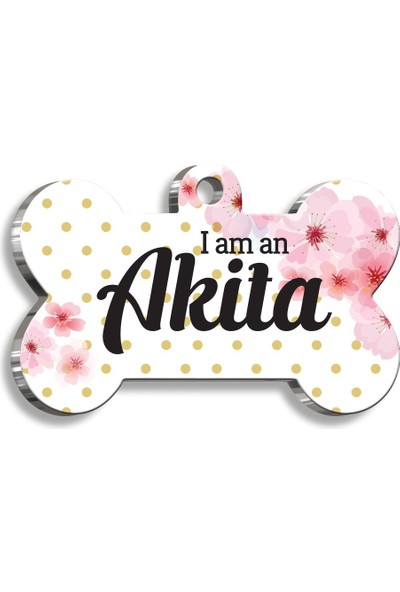 Kobal Business Akita Çiçekli Kemik Şekilli Köpek Künyesi Kobal Business Akita Çiçekli Kemik Şekilli Köpek Künyesi