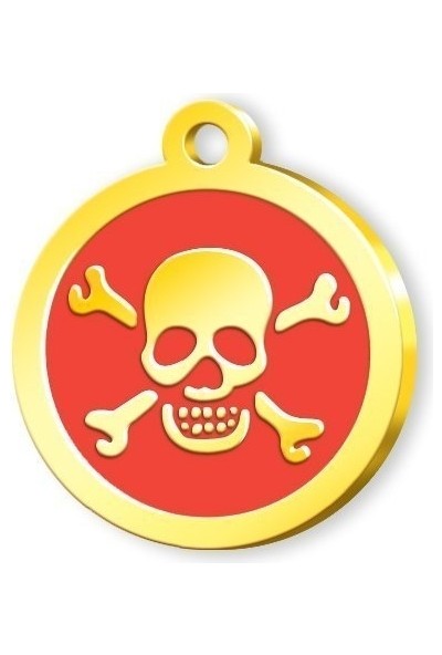 Kobal Business Altın Kaplama Kuru Kafa Künye - Kırmızı