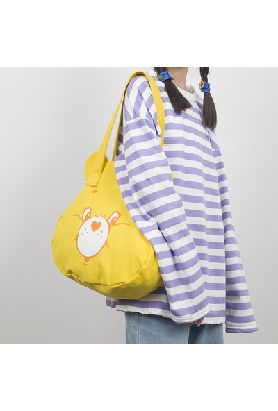 Yipai Store Sarı Sevimli Ayı Kanvas Omuz Çantası Büyük (Yurt Dışından)