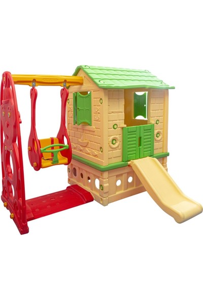 Çocuk Oyun Evi Iki Kapılı Çocuk Kaydırak Salıncak Büyük Set - Çocuk Aktivite Evcilik Çocuk Parkı Çocuk Oyun Evi Iki Kapılı Çocuk Kaydırak Salıncak Büyük Set - Çocuk Aktivite Evcilik Çocuk Parkı