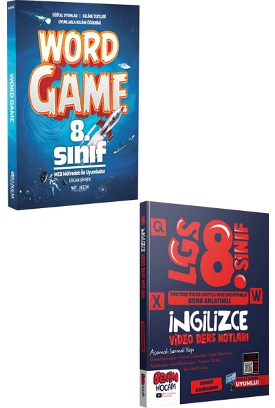 Benim Hocam Yayınları LGS 8. Sınıf Ilgilizce Video Ders Notları + Panem LGS Ingilizce Word Game Kelime Testleri Benim Hocam Yayınları LGS 8. Sınıf Ilgilizce Video Ders Notları + Panem LGS Ingilizce Word Game Kelime Testleri
