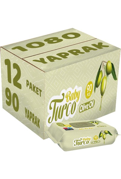 Baby Turco Islak Havlu Mendil 90 Yaprak Zeytinyağlı 12 Li Set 1080 Yaprak Plastik Kapaklı Baby Turco Islak Havlu Mendil 90 Yaprak Zeytinyağlı 12 Li Set 1080 Yaprak Plastik Kapaklı