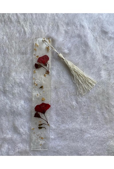 Epoksi Gül Yapraklı Epoksi Kitap Ayracı