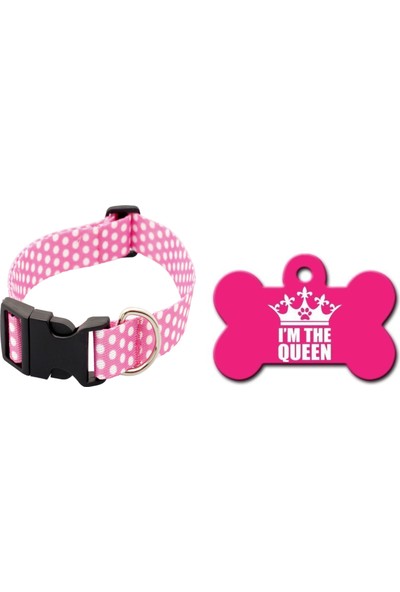 Kobal Business I'm The Queen Kemik Kedi Köpek Künyesi+Kolom Kumaş Pembe Köpek Tasması Kobal Business I'm The Queen Kemik Kedi Köpek Künyesi+Kolom Kumaş Pembe Köpek Tasması