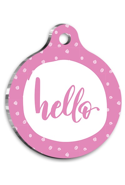 Kobal Business Pembe Hello Pet Tag