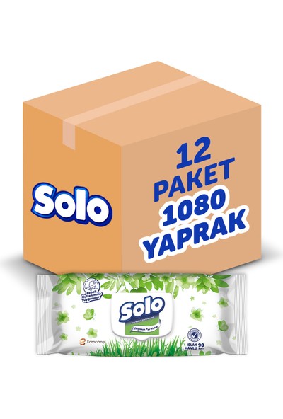 Solo Islak Havlu 90 Yaprak 12 Adet Solo Islak Havlu 90 Yaprak 12 Adet