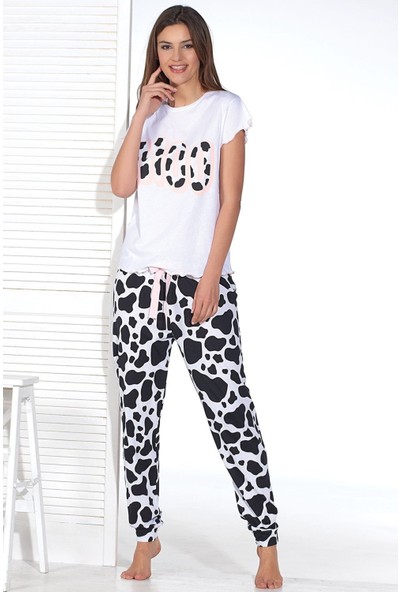 Sevim Kadın Pijama Takım Beyaz 30289