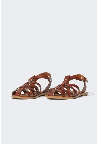 DeFacto Kadın Çift Bantlı Düz Taban İnce Sandalet X1499AZ22SM