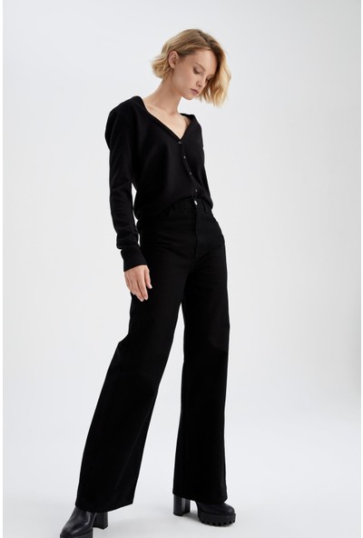 DeFacto Geniş Paça Yüksek Bel Pantolon V3391AZ22SM