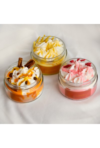 Trend Mum 3 Lü Dekoratif Mum Cremania Kokulu Soya Mum , Hediyelik