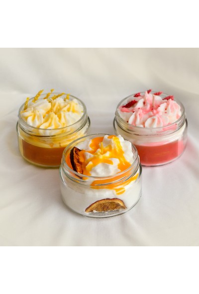 3 Lü Dekoratif Kokulu Mum Cremania , Hediyelik Mum