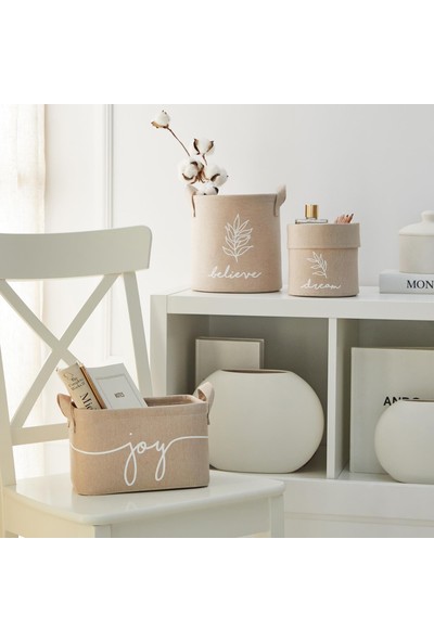 Ocean Home 3'lü Bej Renk Baskılı Sepet Set Ocean Home 3'lü Bej Renk Baskılı Sepet Set