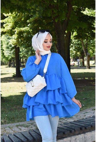 Azra Fashion Allmiss Marul Gömlek - Saks Mavi - L