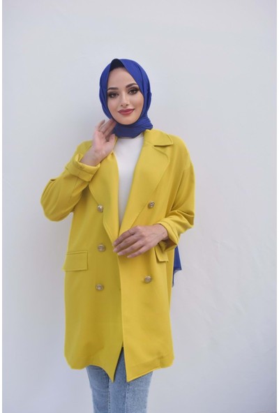 Azra Fashion Ikoll Erkek Yaka Oversize Ceket 26916 - Zencefil - Tek Beden