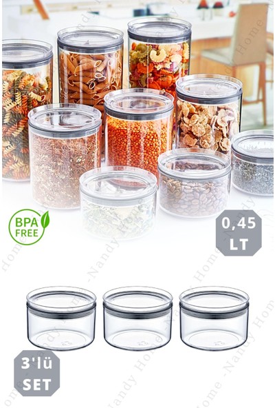Nandy Home 0,45 Lt Sızdırmaz Kapak, Silikon Contalı Yuvarlak 3'lü Saklama Kabı Seti Nandy Home 0,45 Lt Sızdırmaz Kapak, Silikon Contalı Yuvarlak 3'lü Saklama Kabı Seti