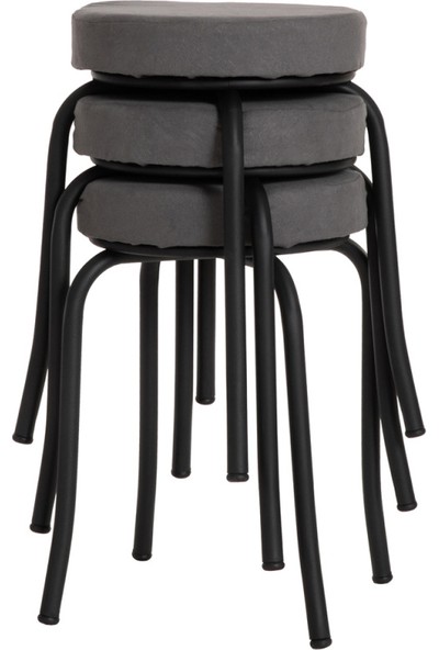 Marka Dizayn Metal Tabure Antrasit Gri (3ADET) Marka Dizayn Metal Tabure Antrasit Gri (3ADET)