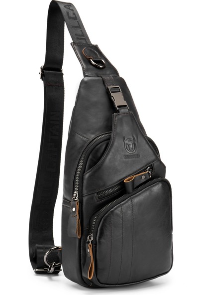 Bullcaptaın Erkek Çapraz Hakiki Deri Çanta - Siyah (Yurt Dışından)