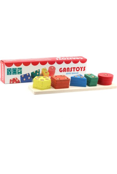 Ahşap 5'li Renkli Geometrik Şekilli Geçirme Oyunu Ahşap 5'li Renkli Geometrik Şekilli Geçirme Oyunu