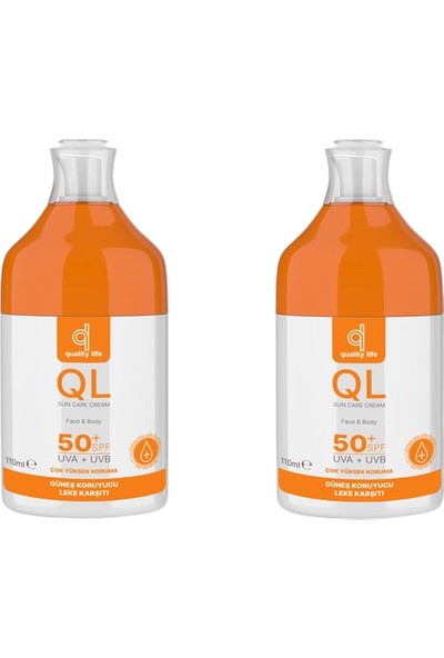 Ql 50+Spf Leke Karşıtı Güneş Kremi 110 ml 2 Adet Ql 50+Spf Leke Karşıtı Güneş Kremi 110 ml 2 Adet