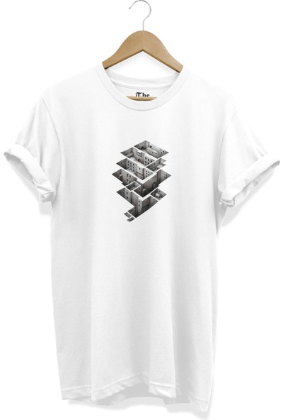 The Baskı Beyaz Mimari Yer Altı Şehri Baskılı Cool Tasarım Kısa Kollu T-Shirt The Baskı Beyaz Mimari Yer Altı Şehri Baskılı Cool Tasarım Kısa Kollu T-Shirt